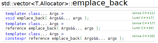 std::vector::emplace_back (modern c++) - #include